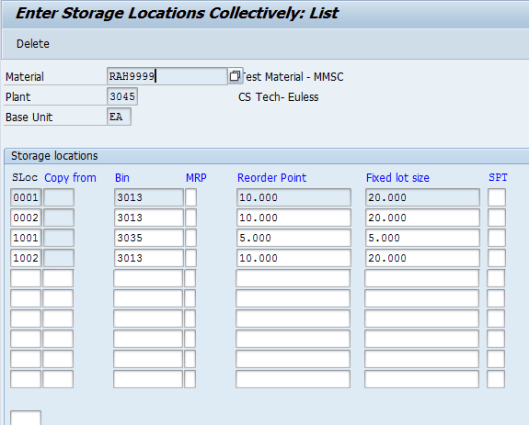 SAP MMSC – Collective Extension of Storage Locations for a Single ...
